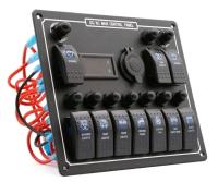 China 10 Gang Switch Panel USB Fast Dual Charger Socket Panel With Light Multi Function Boat Switch Panel Marine Power System for sale