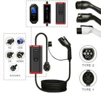 China Customized IP65 16A-40A Adjustable SAE J1772 Type 1 Portable EV Car Charger Portable Charging Station for sale