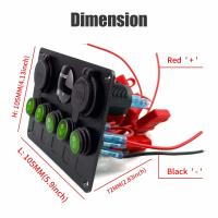 China Green LED Lights 5 Gang Rocker Switch Panel With Dual USB Slot Socket for sale