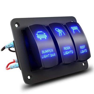 China Customize Toggle Switch Panel 3 Gang 12V Rocker Switch Offroad Car Lights for sale