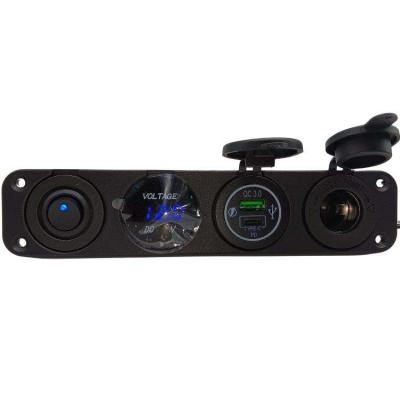 China 4 In 1 Automotive Voltmeter Dual USB 12V Car Cigarette Lighter Voltage Meter With Switch for sale