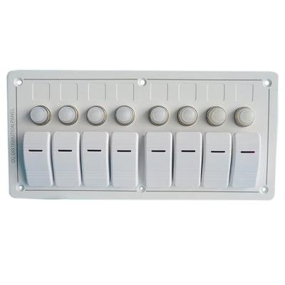 China 12-24V 6 Gang Boat Switch Panel Blue LED Rocker On-Off Optional Circuit Breaker for sale