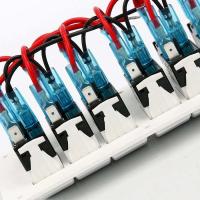 China 12-24V 6 Gang Boat Switch Panel Blue LED Rocker On-Off Optional Circuit Breaker for sale