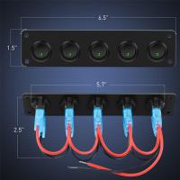 China 5 Gang Rocker Switch Panel 20A 3 Pin On Off 12V Green Toggle Switch For Cars Trucks Boats for sale