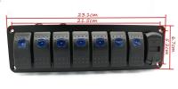 China DC 12V 7 Gang Rocker Switch Panel With 4.8 Amp Dual USB Charger LED for sale
