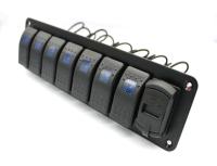 China DC 12V 7 Gang Rocker Switch Panel With 4.8 Amp Dual USB Charger LED for sale