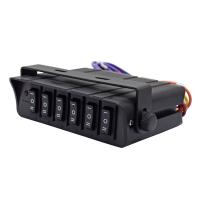 China 6 Gang Rocker Switch Box SPST On/Off Rocker Toggle Switch Panel 30Amp Max 12 AWG Wires for sale