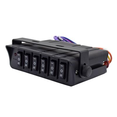 China 6 Gang Rocker Switch Box SPST On/Off Rocker Toggle Switch Panel 30Amp Max 12 AWG Wires for sale