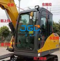 China Excavator Front Lower Gear Glass XE75DA 85C 80 Tempered Windshield Rear Side Curved Glass for sale