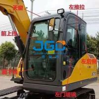 China Excavator Front Lower Gear Glass XE75DA 85C 80 Tempered Windshield Rear Side Curved Glass for sale