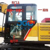 China Excavator SY75C SY65C Front Lower Gear Skylight Door Rear Baffle Left Tempered Glass 6mm for sale