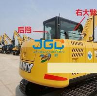 China Excavator SY75C SY65C Front Lower Gear Skylight Door Rear Baffle Left Tempered Glass 6mm for sale