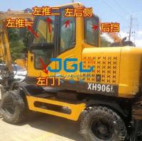 China XH906L 907 75 Excavator Window Glass Front Damper Upper Lower Tempered Glass 75mm for sale