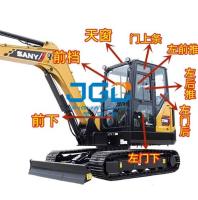 China Excavator Glass Front Damper Push Pull Rear Side Window Door 60C 75C for sale