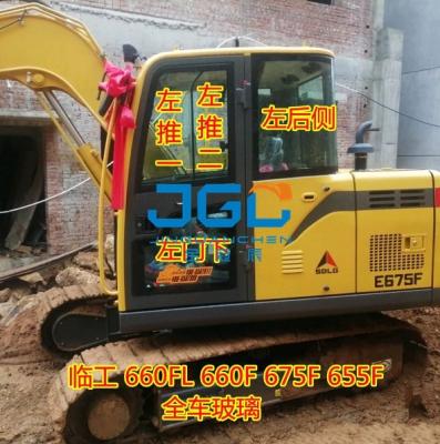 China Excavator 660 680 690E F Front Gear Sliding Window Door Lower Rear Tempered Glass 4mm for sale