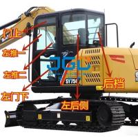 China SY75C Front Windscreen Excavator Push-Pull Window Upper And Lower Left And Right Rear Block Tempered Glass for sale