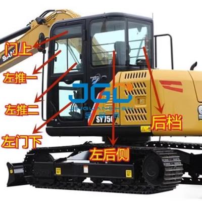 China SY75C Front Windscreen Excavator Push-Pull Window Upper And Lower Left And Right Rear Block Tempered Glass for sale