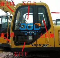 China YC85-6 135-6 85-8 135-8 85-7 Excavator Front Stop Left and Right Rear Glass Windshield for sale