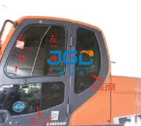 China Excavator Glass Front Wind Gear Sliding Window Tempered 75 260 Right Arm DX225-9C for sale