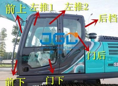 China SK210 250 260 350LC-10 Excavator Laminated Glass Windshield Front Rear 6mm for sale