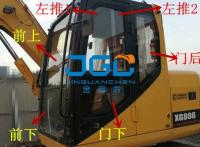 China XG808 Excavator Windshield Set Front Rear Left Right Doors Skylight Safety Glass 6mm for sale