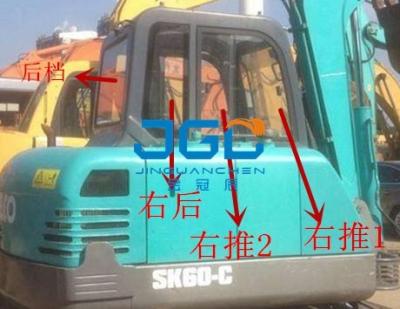 China SK60C Excavator Windshield Front Rear Stop Door Glass Skylight Upper Lower 4mm Safety Glass for sale
