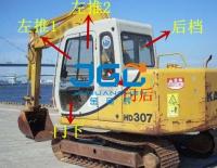 China HD307 Excavator Windshield Front Rear Left Right Doors Windows Safety Glass 8mm for sale