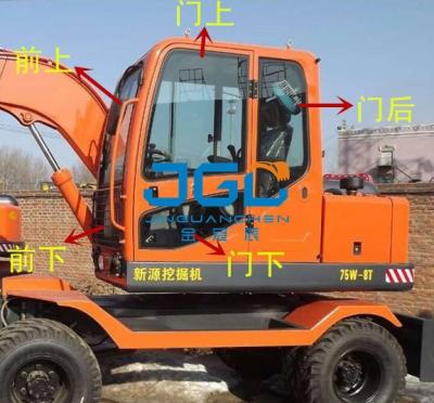 China XY75W-9T 85W-8T Excavator Glass Doors Windows Left Right Front Rear Skylight Windshield for sale