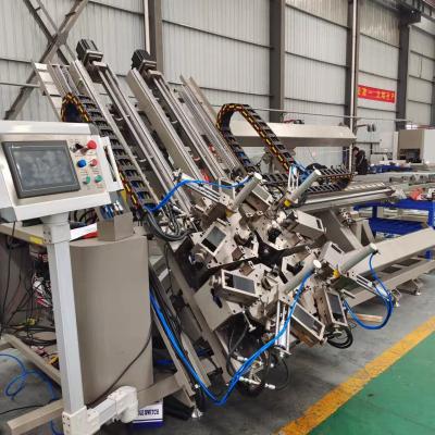 China CNC 4 Head Corner Crimping Machine for Aluminum Windows 1800x3000mm Maximum Frame Size 7.5KW Power for sale