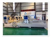 China CNC Double Head Miter Saw 4200mm Max Cutting Length for Aluminum Profiles with 500-600mm Blade Options for sale