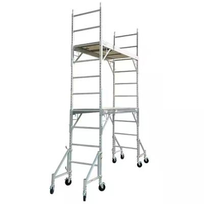 China Industrial Mobile Aluminum Alloy Scaffold Set Double Ladder Gate Foldable Iron Aluminum Frame Walkthrough Staircase Warehouse for sale