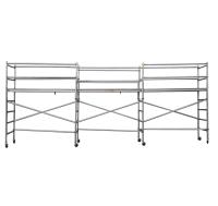 China Mobile Compact Iron Aluminum Expandable Frame Mini Type Scaffolding With Casters Wood Platform Board Guardrail Indoor Use for sale