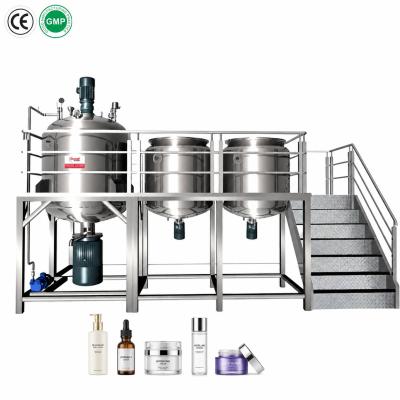 China Skincare Fixed Vacuum Emulsifier Homogenizer with Water Oil Tank 1000L for sale