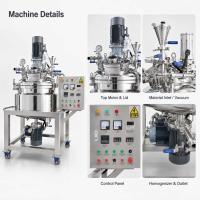 China Cosmetic Cream Vacuum Emulsifying Homogenizer Agitator Machine Movable 50L 100L for sale