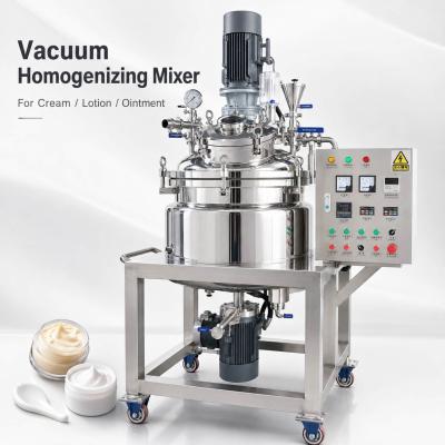 China Cosmetic Cream Vacuum Emulsifying Homogenizer Agitator Machine Movable 50L 100L for sale