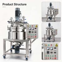 China Cosmetic Cream Vacuum Emulsifying Homogenizer Agitator Machine Movable 50L 100L for sale