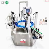China Automatic Rotary Perfume Filling Machine Fragrance Oil Bottle Cleaning Crimping Collaring Line for sale
