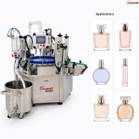 China Automatic Rotary Perfume Filling Machine Fragrance Oil Bottle Cleaning Crimping Collaring Line for sale