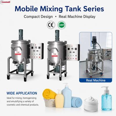 China Double Jacketed Mixing Tank 100L Cosmetic Shampoo Heating Vessel Stainless Steel for sale