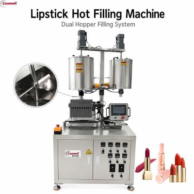 China Automatic Lipstick Filling Machine 12 Nozzles Heating Stirring Makeup Production for sale