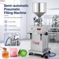 China Pneumatic Paste Filling Machine 10-100mL Semi Automatic Cream Ointment Sauce Filler for sale