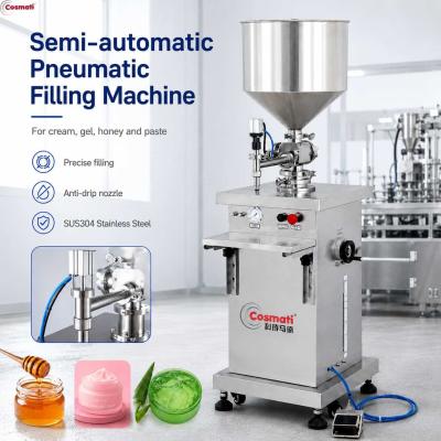 China Pneumatic Paste Filling Machine 10-100mL Semi Automatic Cream Ointment Sauce Filler for sale