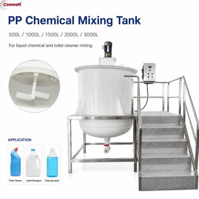 China PP Mixing Tank 500L-3000L Polypropylene Anti Corrosion Toilet Cleaner Bleach Agitator for sale