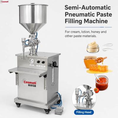 China Pneumatic Paste Filling Machine Semi Automatic Cream Lotion High Viscosity Filler for sale
