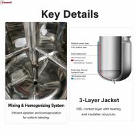 China 300L Stainless Steel Mixing Tank Liquid Soap Shampoo Detergent Heating Homogenizer for sale