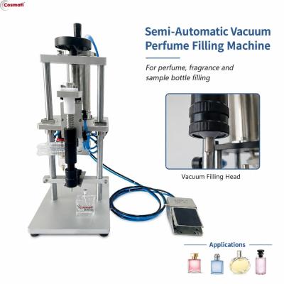 China Pneumatic Perfume Filling Machine Semi Automatic Single Nozzle Fragrance Filler for sale