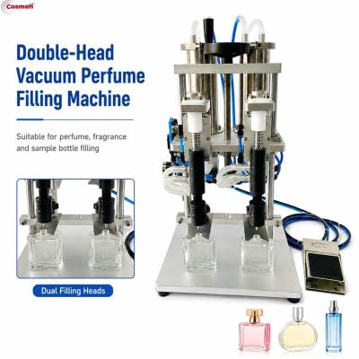 China Double Nozzle Vacuum Perfume Filling Machine Semi Automatic Fragrance Bottle Filler for sale