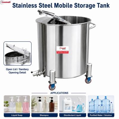 China 50L 500L 5000L Stainless Steel Mobile Storage Tank for Detergent Shampoo Oil Liquid for sale