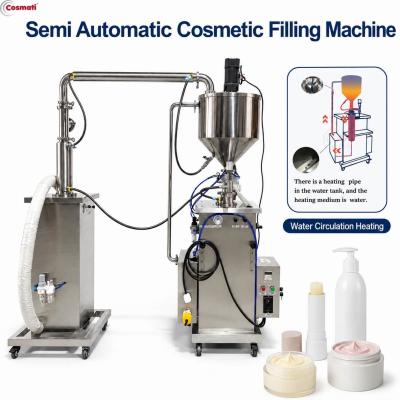 China Semi Automatic Cosmetic Hot Filling Machine Lip Balm Cream Wax Piston Filler for sale