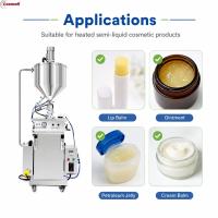 China Semi Automatic Cosmetic Hot Filling Machine Lip Balm Cream Wax Piston Filler for sale